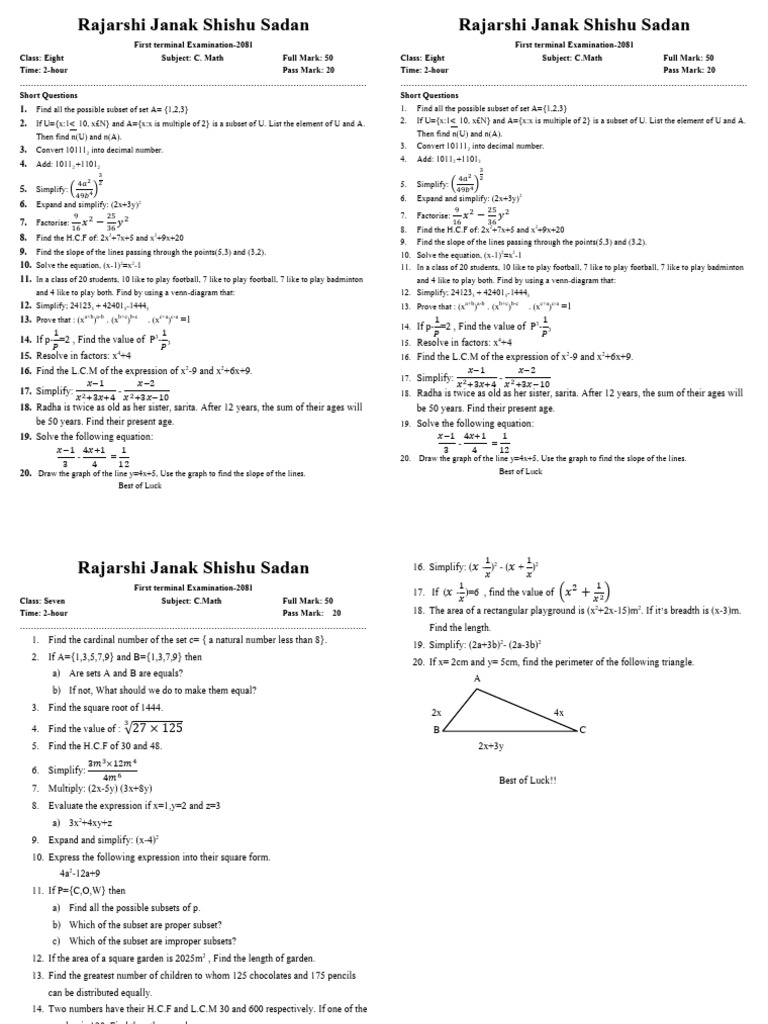 C.Math (1 To 8) | PDF