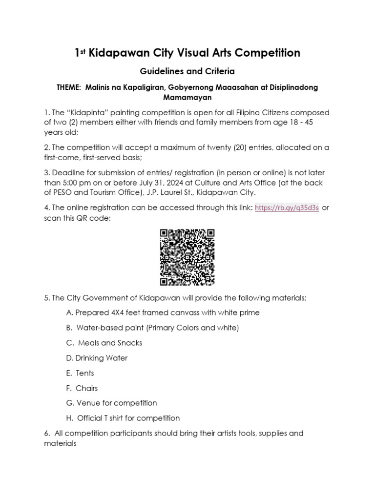 Visual Arts Competition Guideliens | PDF