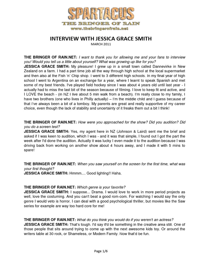 Interview With Jessica Grace Smith | PDF | Mystery, Thriller & Crime ...