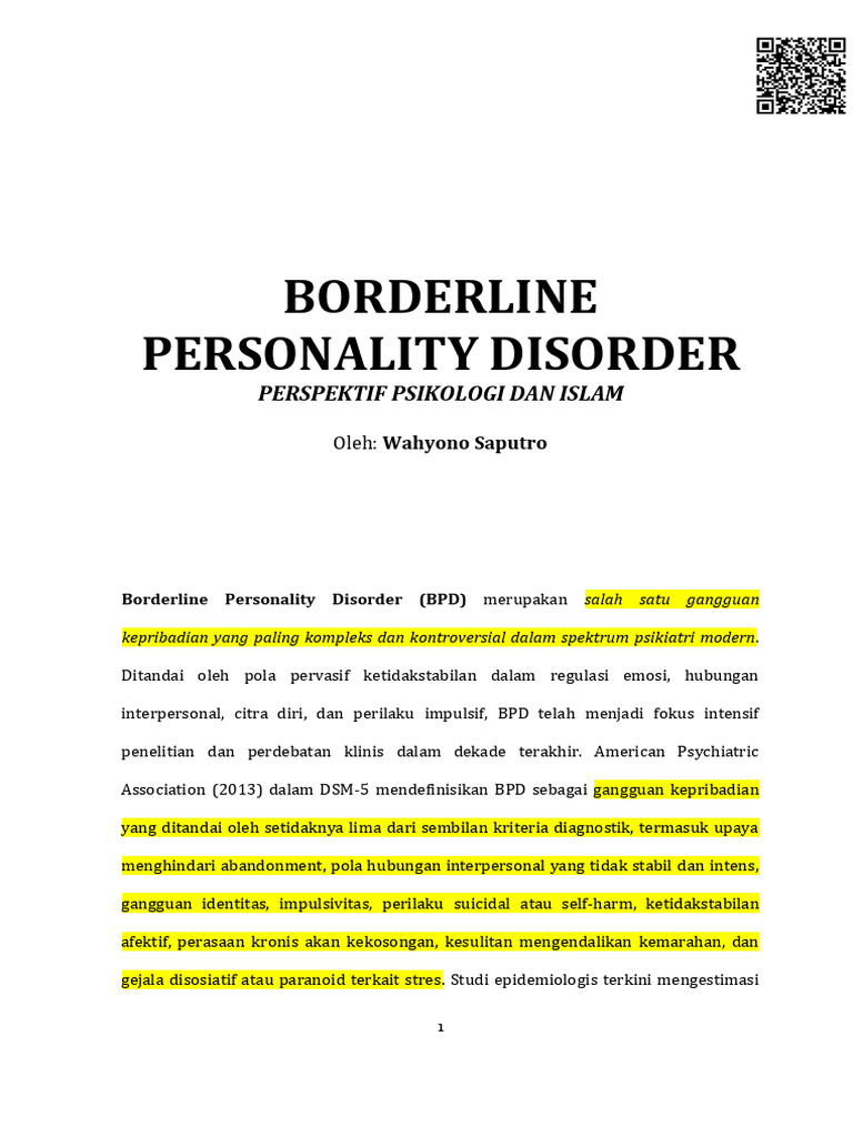 Borderline Personality Disorder | PDF | Sains & Matematika
