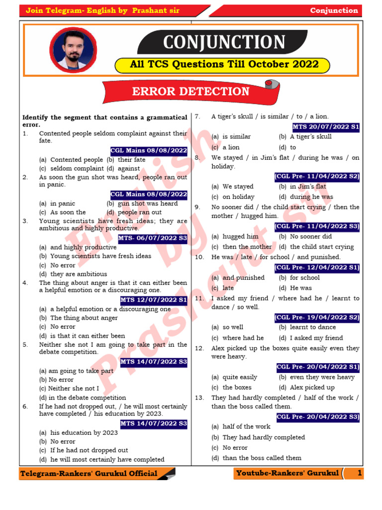 Conjunction Practice | PDF