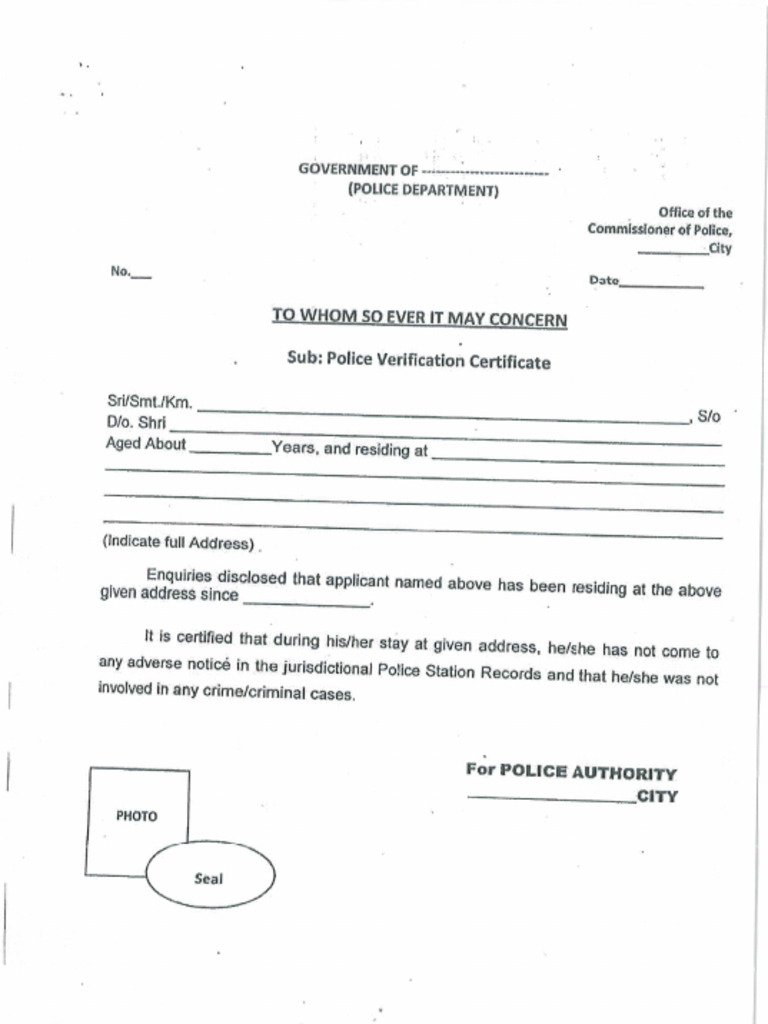 Police Verification Format | PDF