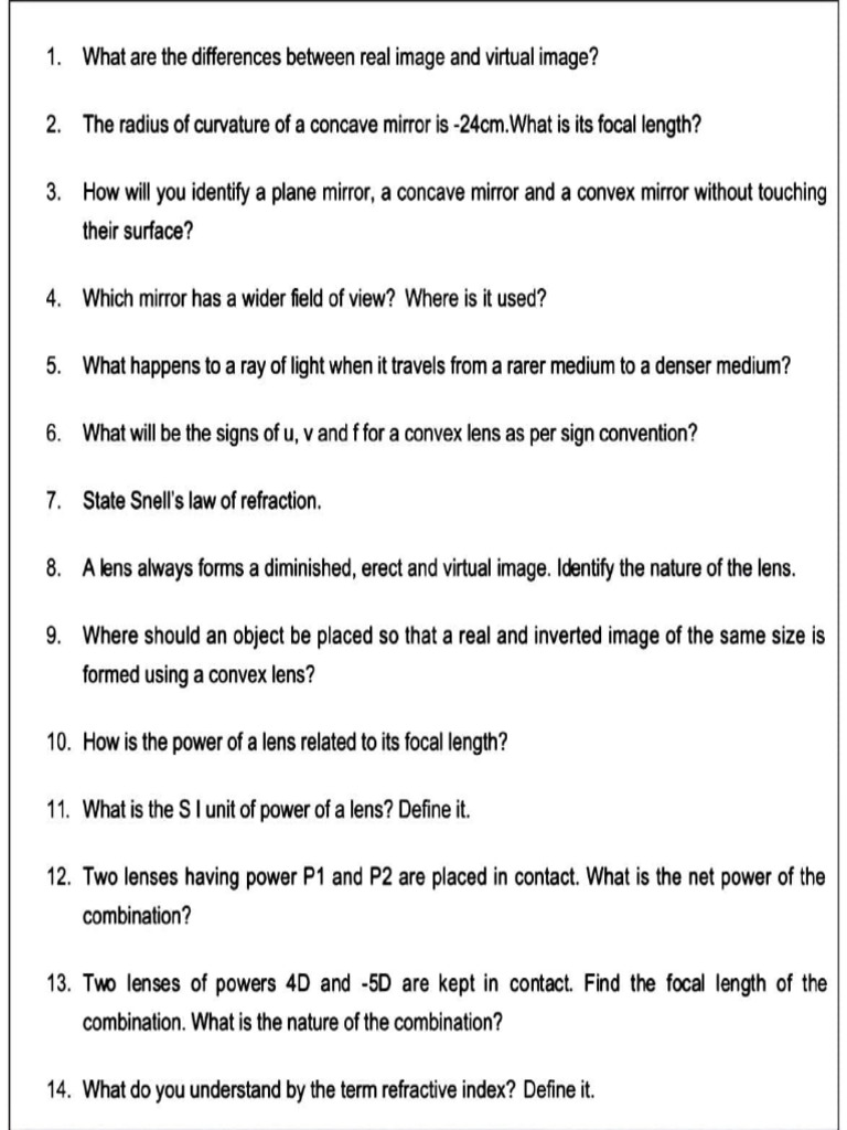 Light Worksheet | PDF | Mirror | Glass Engineering And Science