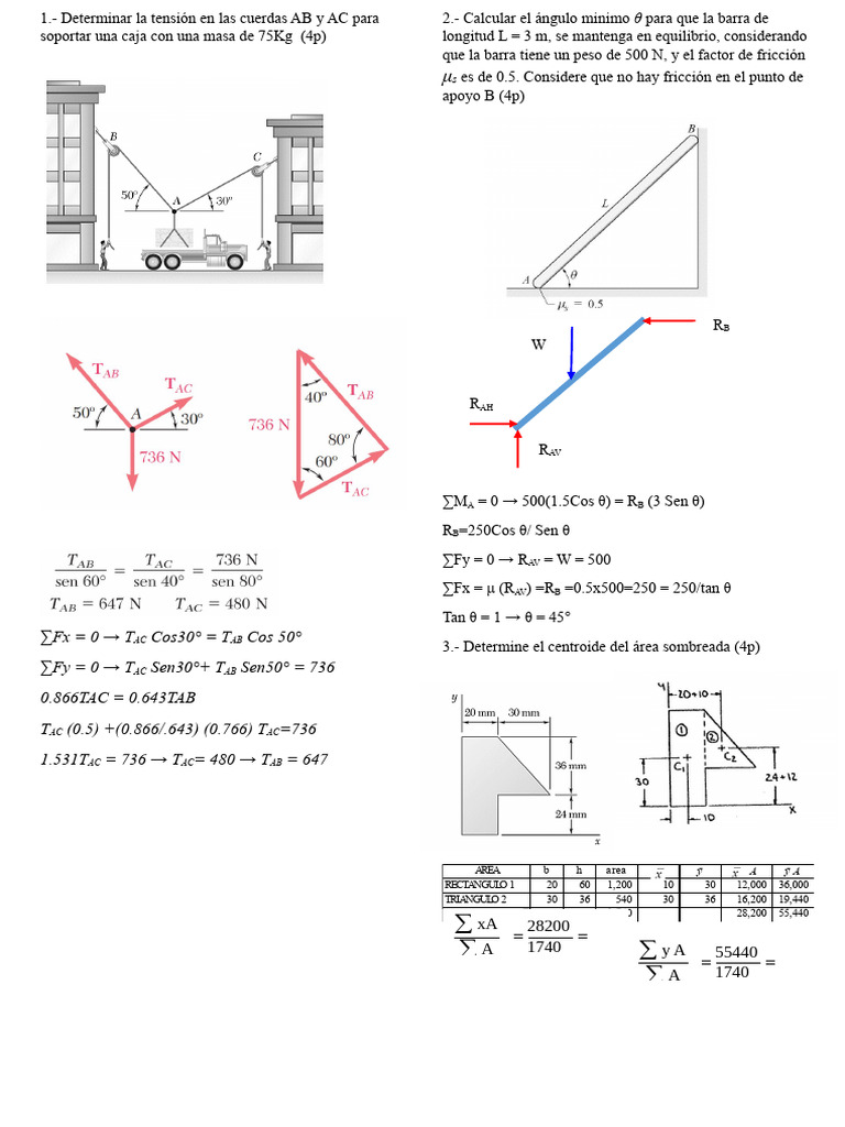Solucion Practica Calificada PC2 - ESTATICA - UTP | PDF | Geometría Elemental | Geometría euclidiana