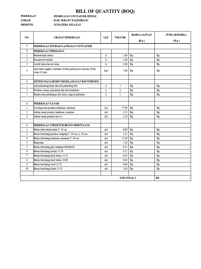 Boq Container Office | PDF