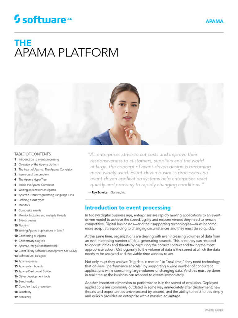 SAG The Apama Platform 20PG WP Jun16-Web | PDF | Java (Programming Language) | Library (Computing)