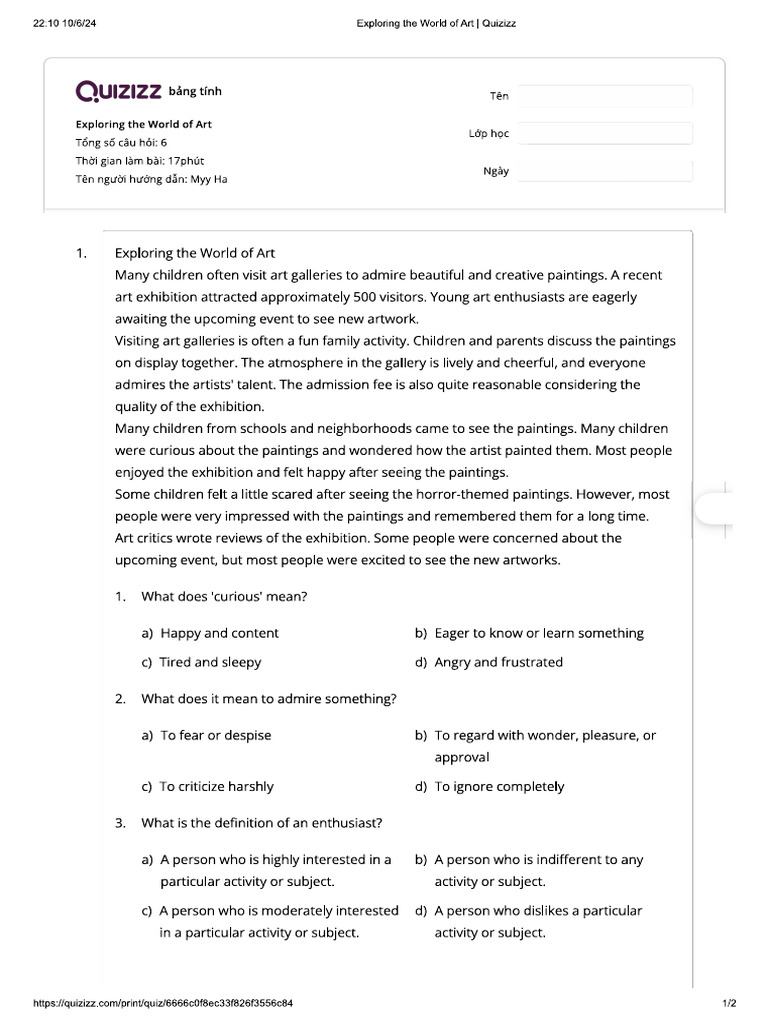 Quizzi - World of Art | PDF