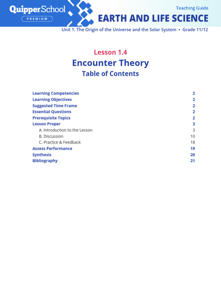 Earth and Life Science SHS 1.4 Encounter Theory | PDF | Solar System ...