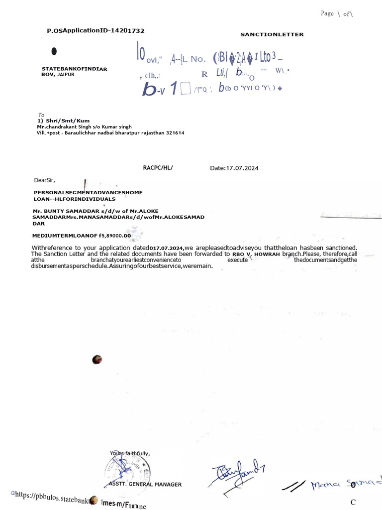 SBI Home Loan Sanction Letter | PDF | Personal Finance | Investing