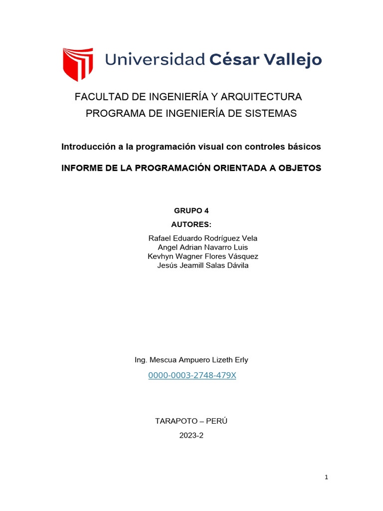Informe Programación orientada a objetos | PDF | Objeto (informática) | Interfaces gráficas de ...