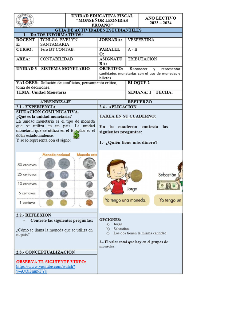 1ero BT CONT_TRIBUTACION_SEMANA_1_con adapt | PDF | Mercado de divisas ...