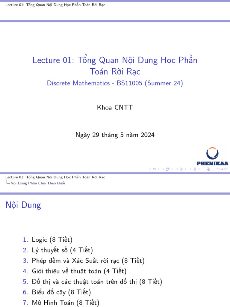 Phenikaa DISCRETE MATH Y24 Ch1 Logic | PDF