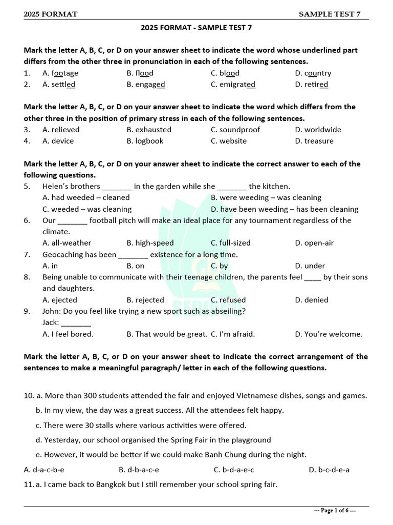 Practice Test 7 (2025 Format) | PDF | Greenhouse Effect | Greenhouse Gas