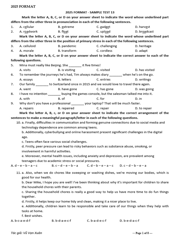 PRACTICE TEST 13 (2025 FORMAT) | Download Free PDF | Engines | Biofuel