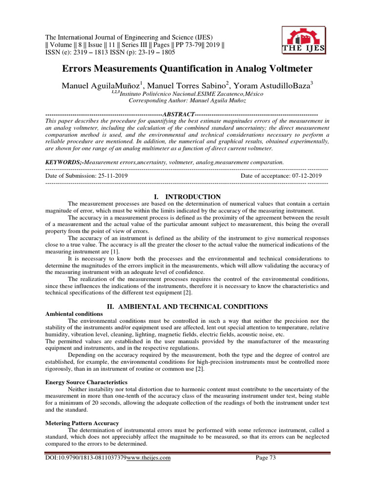 Errors Measurements Quantification in An | PDF | Measurement | Accuracy And Precision