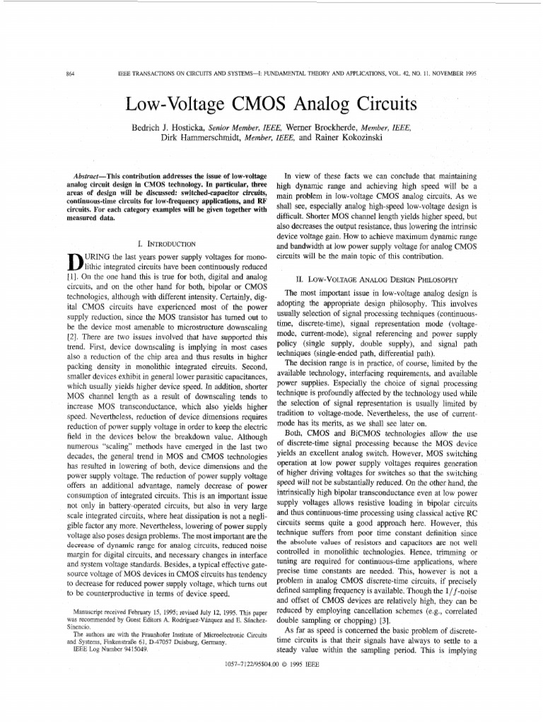 Low Voltage CMOS Analog Circuits | PDF | Mosfet | Amplifier