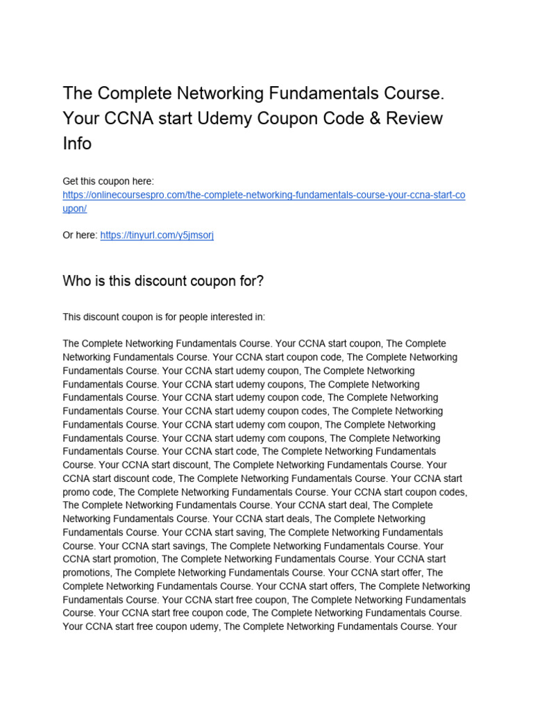 The Complete Networking Fundamentals Course Your CCNA Start Udemy Coupon Code & Review PDF | PDF ...