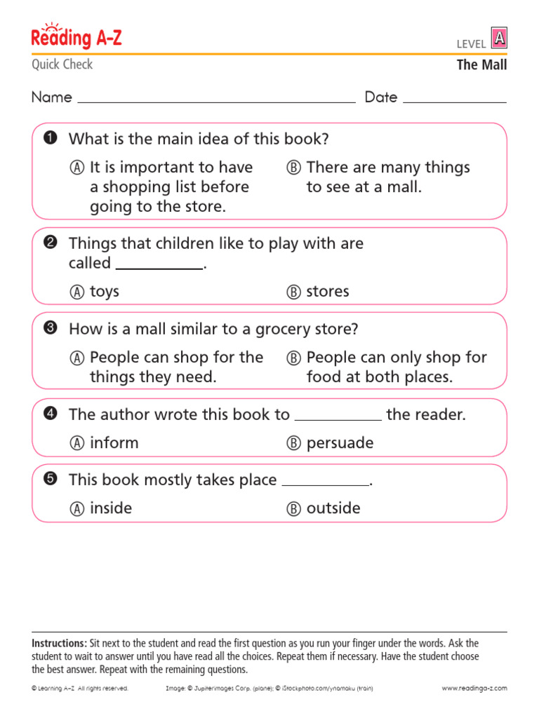 Raz Cqla47 Mall | PDF | Reading Comprehension | Human Communication