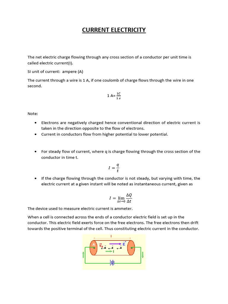 Understanding Electric Current Basics | PDF | Electrical Resistivity ...