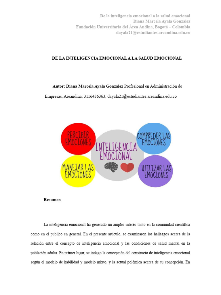 ARTICULO - INTELIGENCIA EMOCIONAL | PDF | Las emociones | Inteligencia emocional