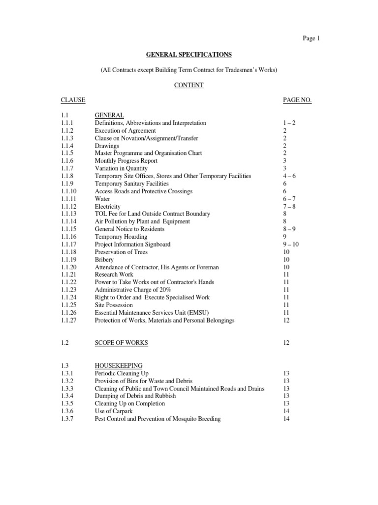 General Specifications | PDF | Employment | Plumbing