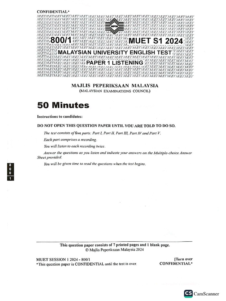 MUET Listening S1 2024 | PDF