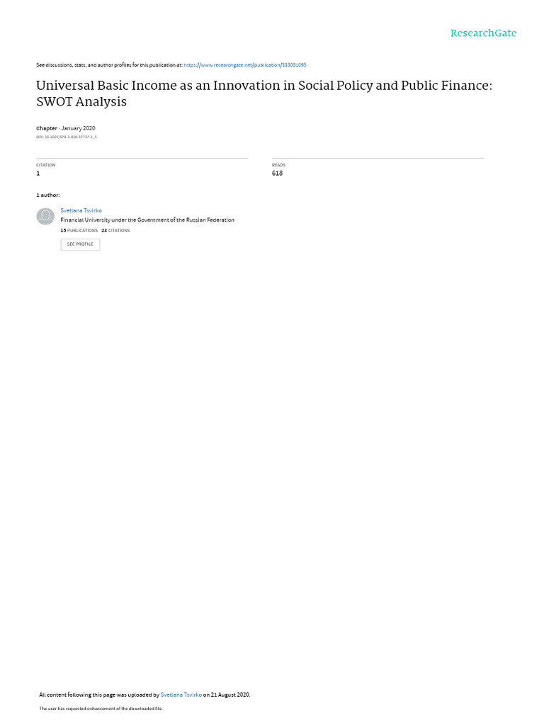 Universal Basic Income As An Innovation in Social Policy and Public ...