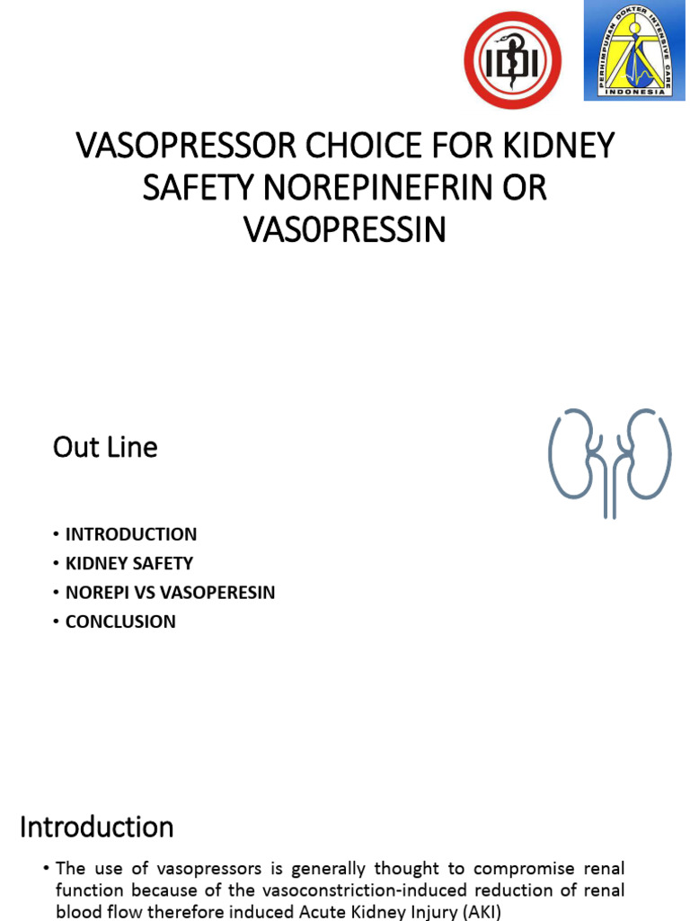 Vasopressor Choice For Kidney Safety Norepinefrin or Vas0pressin | PDF | Sepsis | Intensive Care ...