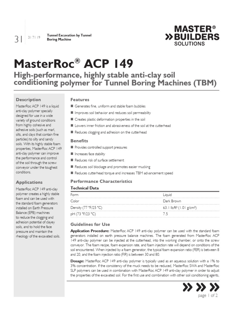 Mbs Masterroc Acp 149 Tds | PDF | Materials