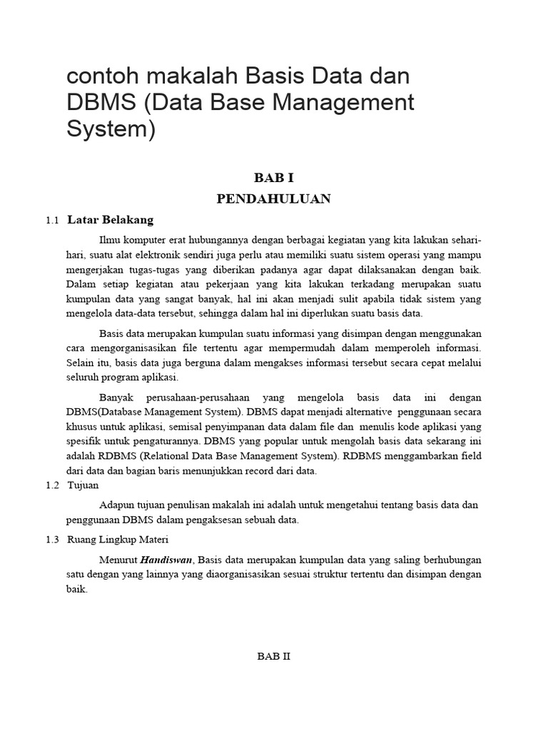 Contoh Makalah Basis Data Dan DBMS | PDF