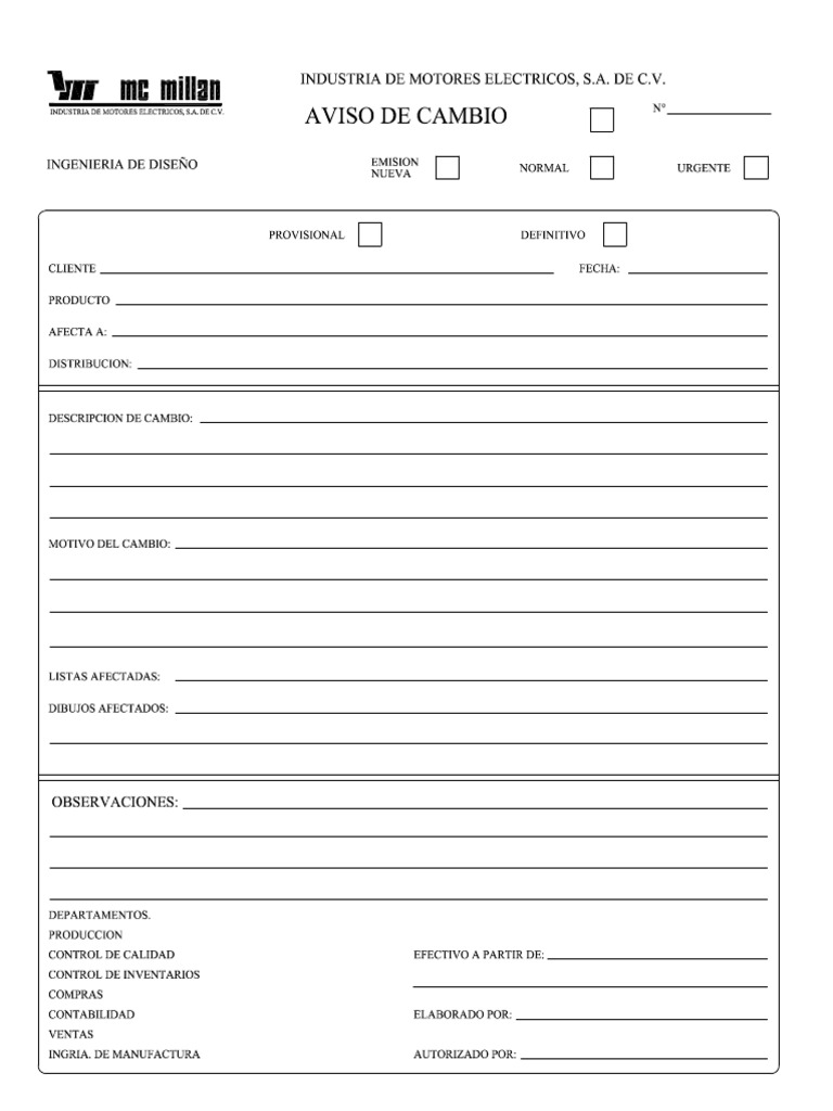 Fr-Gi-T-12 Form. de Aviso de Cambio | PDF