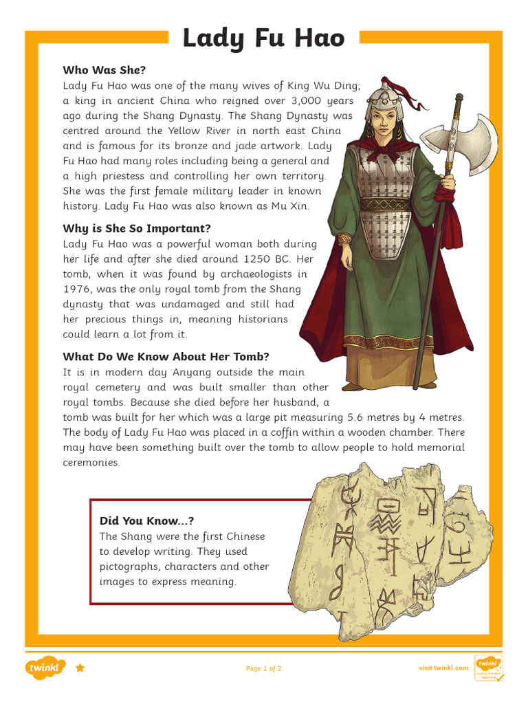 Lady Fu Hao Reading Comprehension | PDF | History