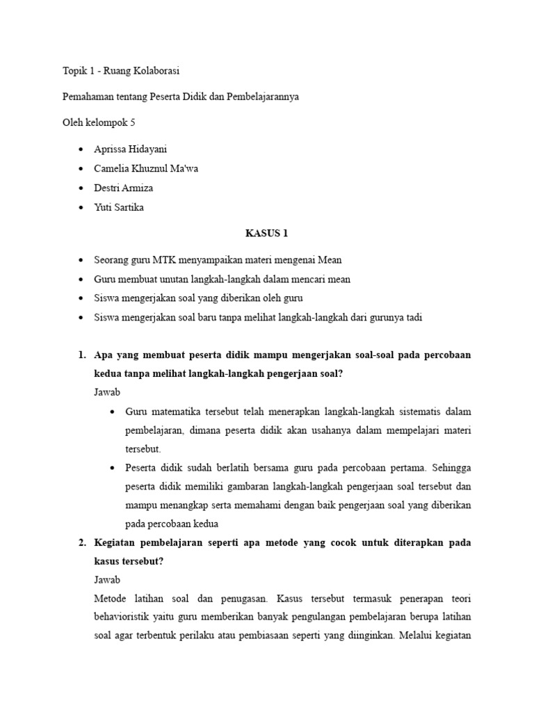 Kelompok 5 - Ruang Kolaborasi - Pemahaman Peserta Didik | PDF | Karier & Perkembangan