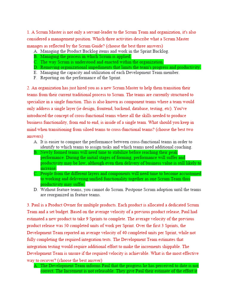 PSM 2 Dump | PDF | Scrum (Software Development)