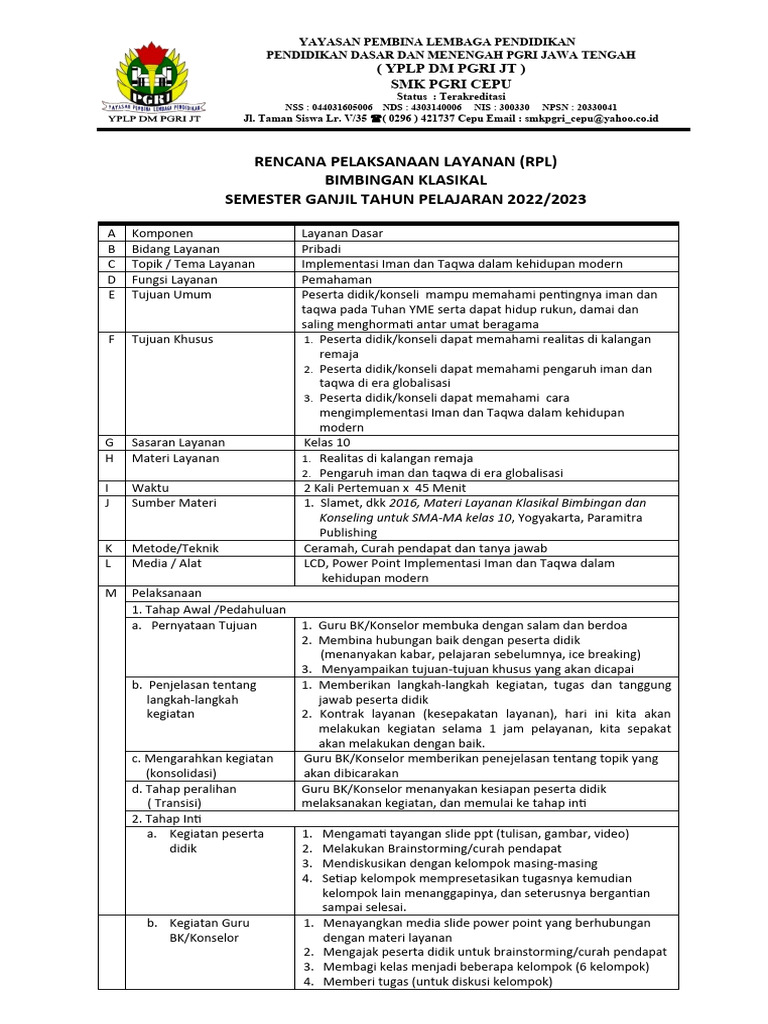 RPL IMPLEMENTASI IMAN DAN TAQWA DI KEHIDUPAN MODERN (Ganjil) | PDF | Karier & Perkembangan