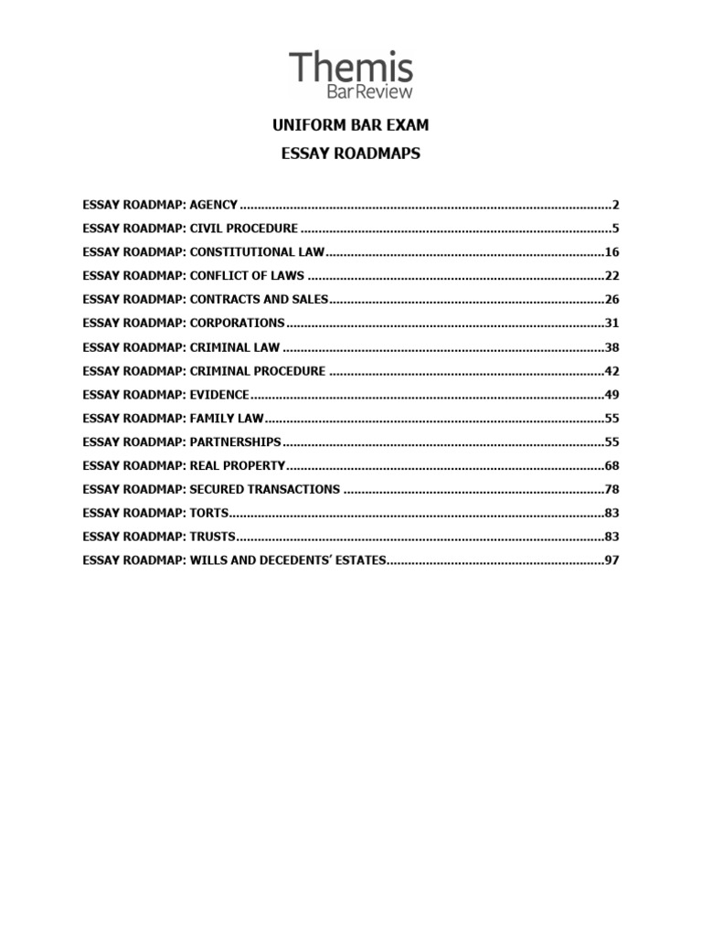 UBE - Essay Roadmaps | PDF | Law Of Agency | Collateral Estoppel
