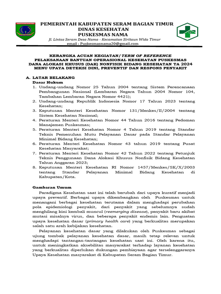 Contoh TOR | PDF | Pengembangan Diri