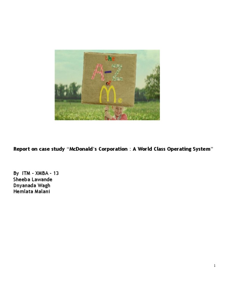 Report On Case Study "Mcdonald'S Corporation: A World Class Operating ...