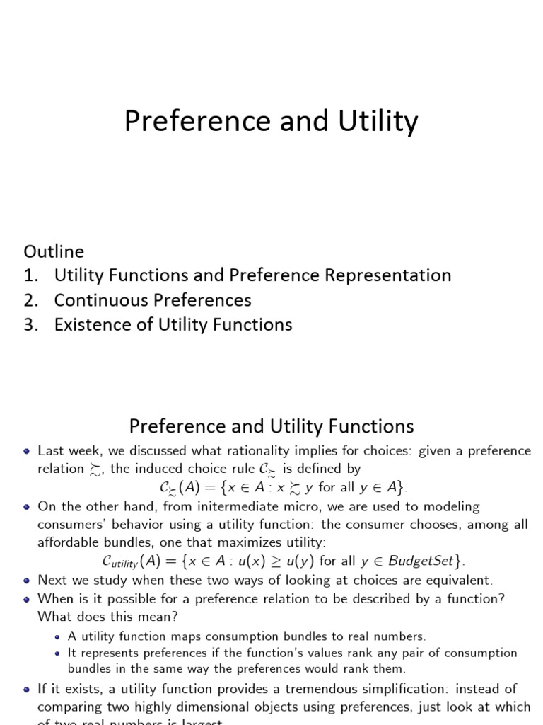 4) Preferences and Utility | PDF | Utility | Mathematics