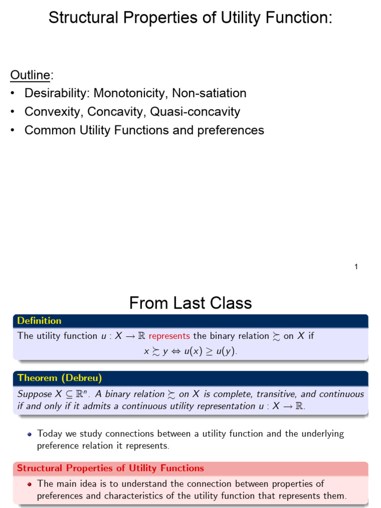 Properties of Utility Functions | PDF | Utility | Inequality (Mathematics)