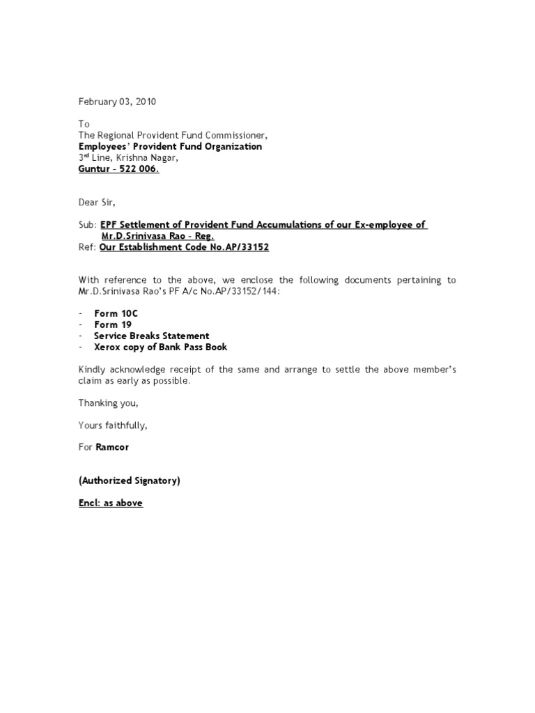Epf Settlement Letters | PDF | Leisure | Business