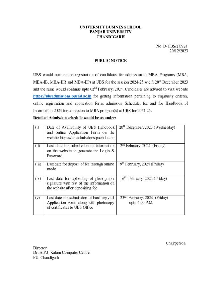 UBS MBA Admissions 2024-25 | PDF