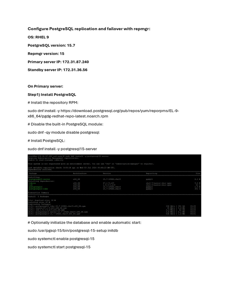 Configure PostgreSQL Replication and Failover With Repmgr | PDF | Postgre Sql | Sudo