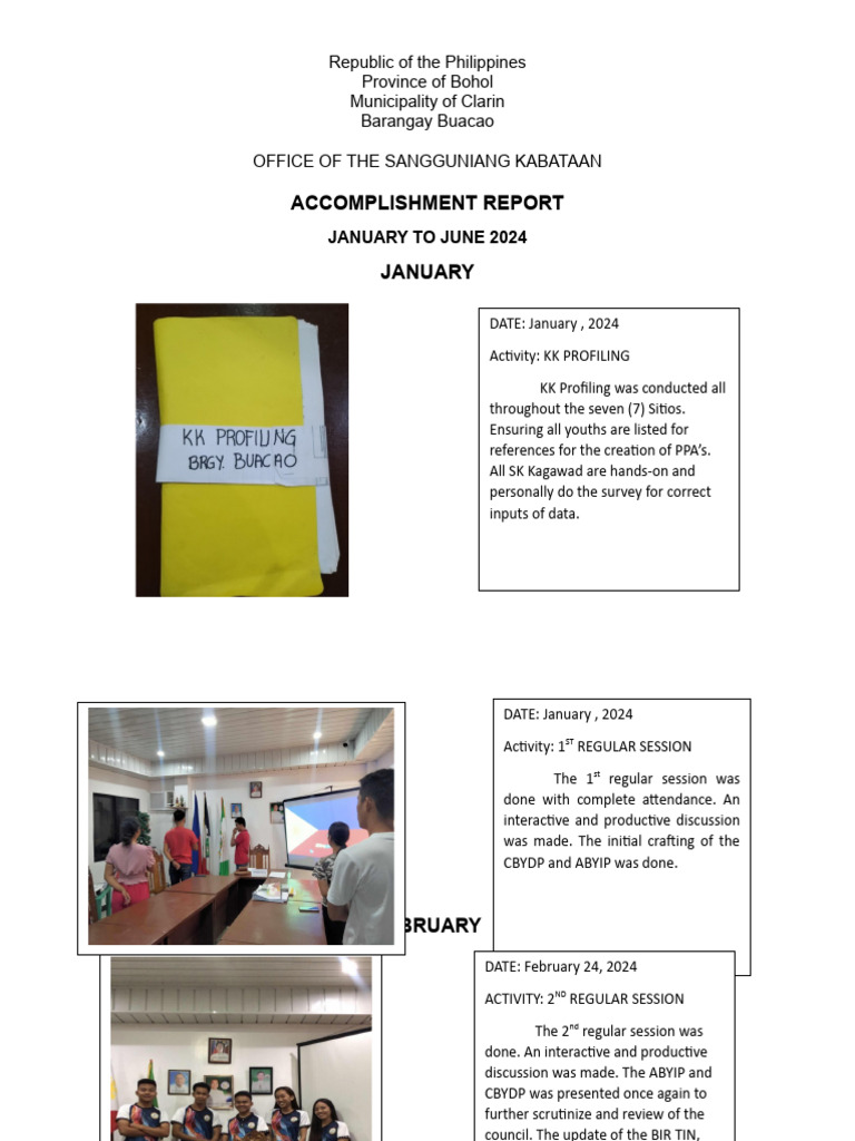 SK Buacao Accomplishment Report Januarytojune 2024 | PDF