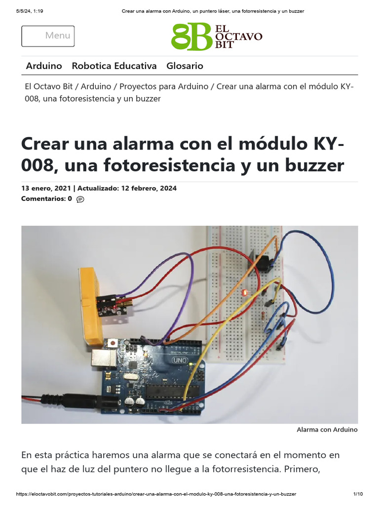 Crear Una Alarma Con Arduino, Un Puntero Láser, Una Fotorresistencia y ...