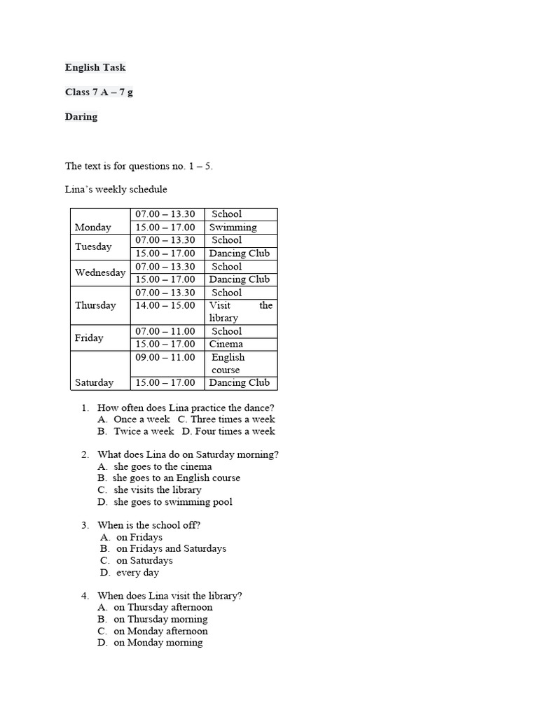 English Task Class 7 | PDF
