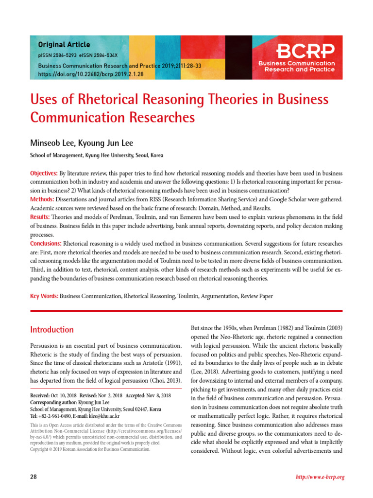 35-Uses of Rhetorical Reasoning Theories in Business Communication Researches-Bcrp-2!1!28 | PDF ...