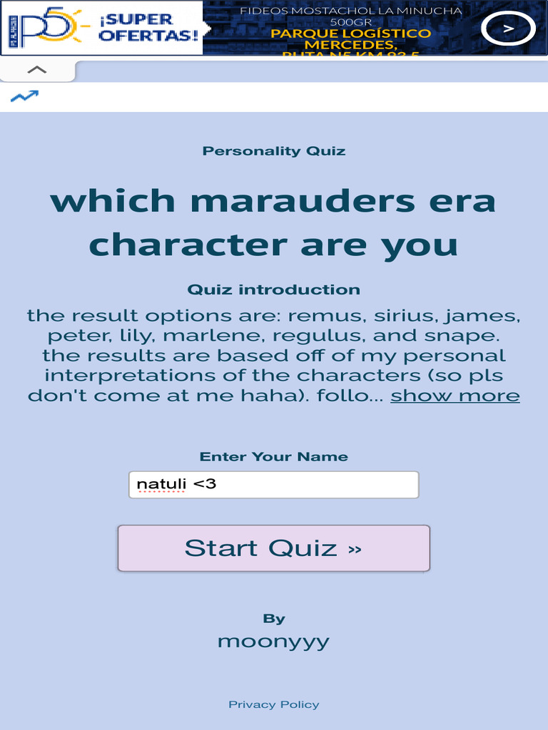 Marauders Era Character Quiz | PDF