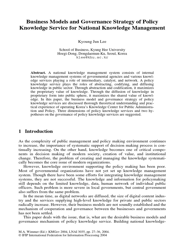 15 Business Models and Governance Strategy of Policy Knowledge Service ...