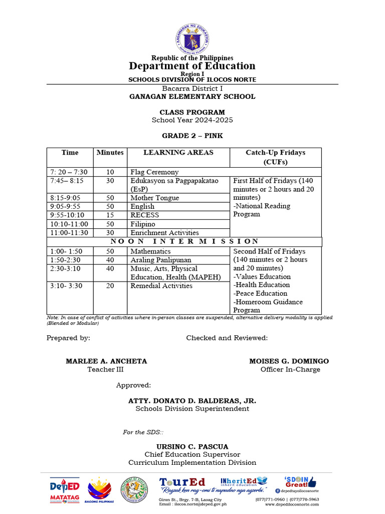 GRADE-2-CLASS-PROGRAM | PDF